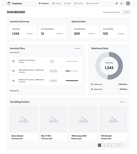 Inventory Management Wireframe Visily