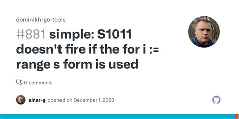 simple s1011 doesn t fire if the for i range s form is used · issue