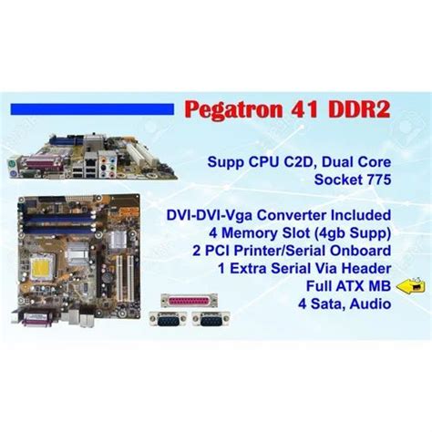 Pegatron IPMEL PRC G41 Socket 775 Motherboard Onboard Serial Parallel Ports Supports DDR2 Ram