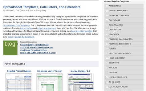 Vertex Excel Templates