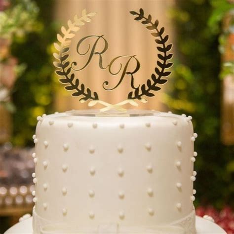 Topo De Bolo Em Acrílico Iniciais Espelhado Casamento Eternize Atelier