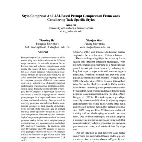 Style Compress An Llm Based Prompt Compression Framework Considering Task Specific Styles Acl