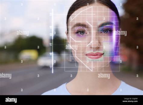 facial and iris recognition system woman undergoing biometric