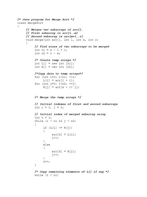 Csc508 Merge Sort Code Pdf