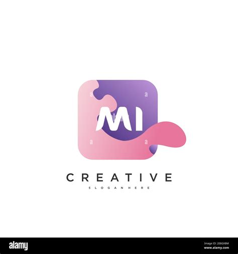 Mi Initial Letter Logo Icon Design Template Elements With Wave Colorful