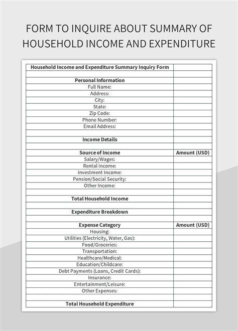 Free Income And Expenditure Summary Form Templates For Google Sheets And Microsoft Excel