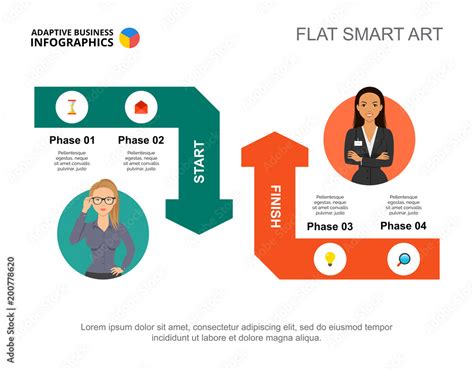 Four Phase Infographic Design With Arrows Editable Template For