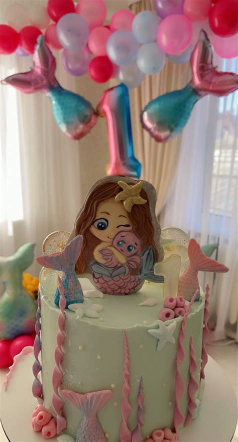 Mermaid First Birthday Cake First Birthday Cakes First Birthdays
