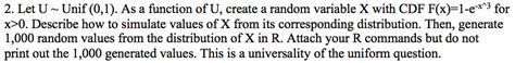solved let u ~ unif 0 1 as a function of u create a