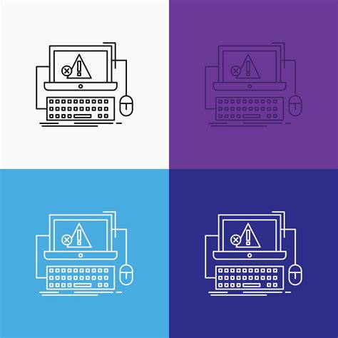 Computer Crash Error Failure System Icon Over Various Background Line Style Design