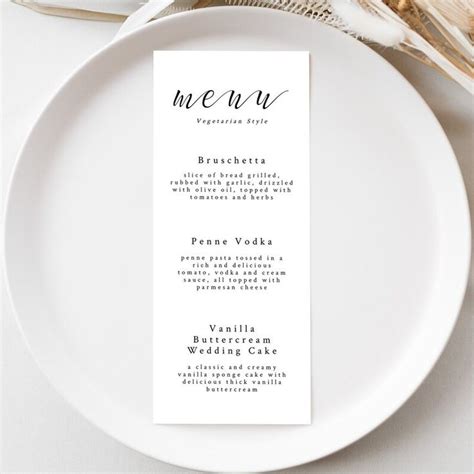 Vegetarian Wedding Menu Minimal Wedding Menu Template Minimalist