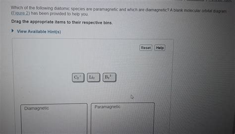 Solved Which Of The Following Diatomic Species Are