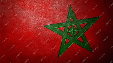 Flag Of Morocco Vibrant Colors Showing The Red Background With A Green