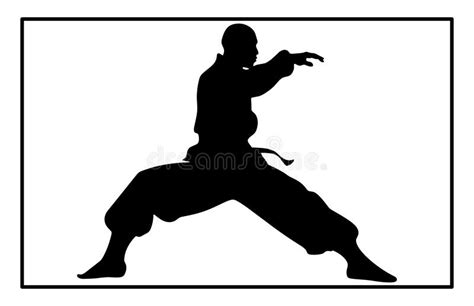 Wushu Silhouettes Set Martial Arts Wushu Athletes Different Action