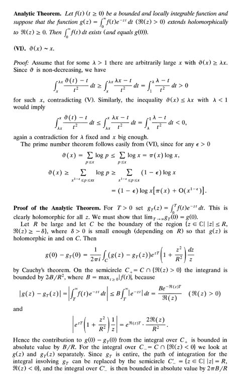 Complex Analysis Newmans Natural Proof Analytic Of Prime Number Theorem 1980