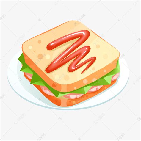 手绘卡通美食三明治面包素材图片免费下载 千库网