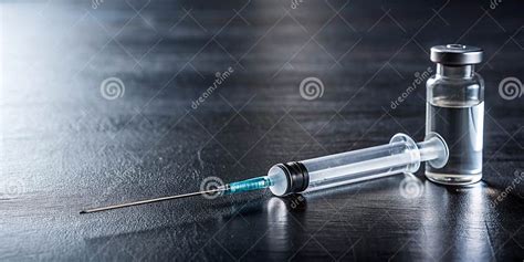 Gentamicin Drug And Syringe On Black Table Ai Generated Content Stock