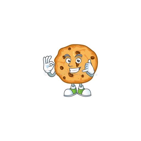 Chame me Estilo Dos Desenhos Animados Da Mascote Das Cookies Ilustração