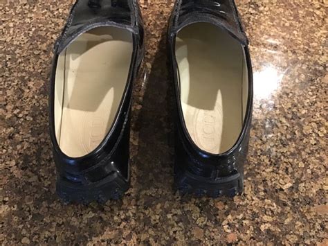 Tods Black Patent Leather Loafer Shoes Womens Size Gem