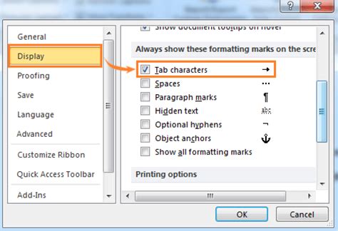 How To Show Or Hide Tab Characters In Word
