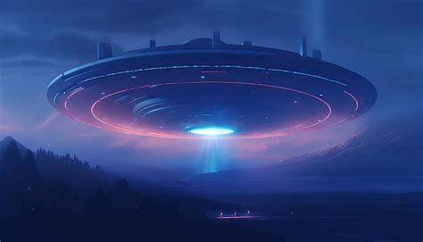 Premium Photo Image Of An Illuminated Ufo Spaceship Emerging From A