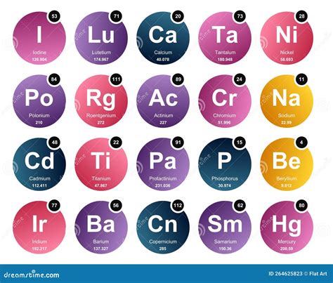 20 Preiodic Table Of The Elements Icon Pack Design Stock Vector