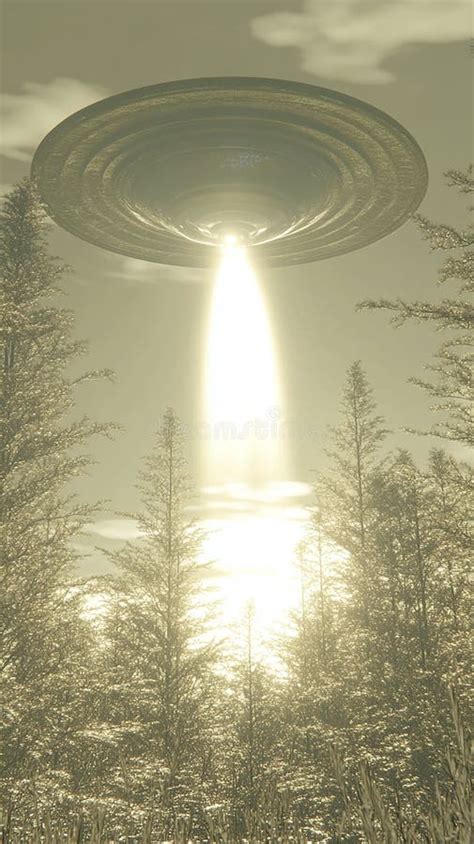 A Majestic Alien Ship Descending Onto A Golden Planet Stock Illustration Illustration Of