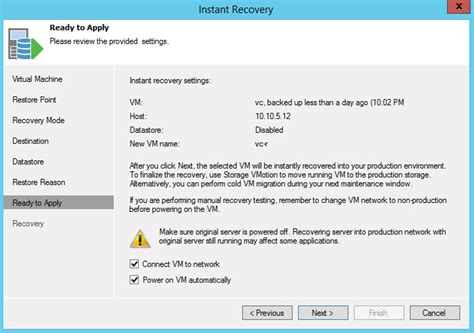 How To Restore Vcenter Server Vm With Veeam Instant Recovery