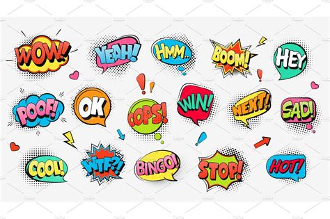 Comic Book Text Speech Bubbles Decorative Illustrations ~ Creative Market
