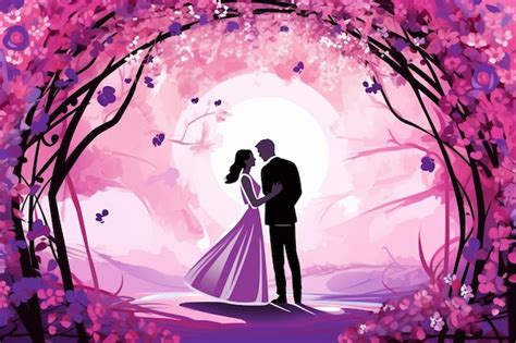 Pareja Bajo El Arco De La Boda Rosa Vector Premium Generado Con Ia