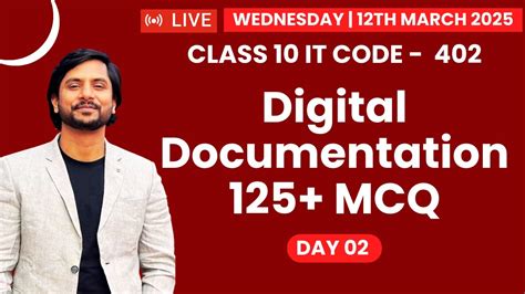 Day 02 Class 10 Information Technology Digital Documentation Mcq Youtube