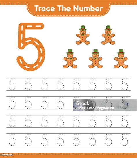 숫자를 추적합니다 진저 브레드 맨 교육 용 어린이 게임 인쇄 가능한 워크 시트 벡터 일러스트레이션으로 추적 번호 0명에 대한 스톡 벡터 아트 및 기타 이미지 Istock
