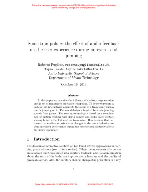 Pdf Sonic Trampoline How Audio Feedback Impacts The Users Experience Of Jumping