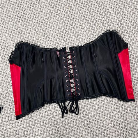 Agent Provocateur Red Black Trim Satin Corset Medium Gem