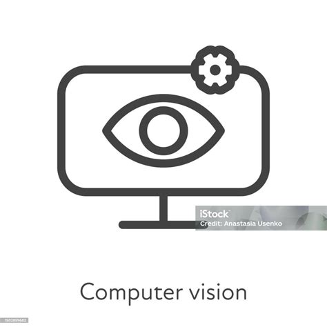 개요 스타일 Ui 아이콘 하드 스킬 컬렉션입니다 기술 및 It 벡터 검정 선형 아이콘 그림입니다 눈이 있는 컴퓨터 비전 모니터 흰색 배경에 분리된 톱니바퀴 기호 디자인 요소