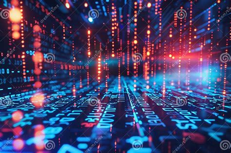 Binary Code Stream Flowing Into A Digital Lock Signifying Cybersecurity Stock Illustration