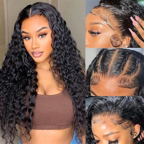 Fcufcu 22 Inch Deep Wave Lace Front Wigs Human Hair 200