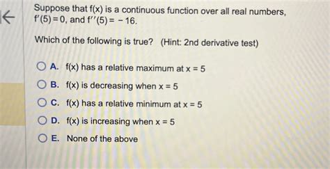 solved suppose that f x ﻿is a continuous function over all
