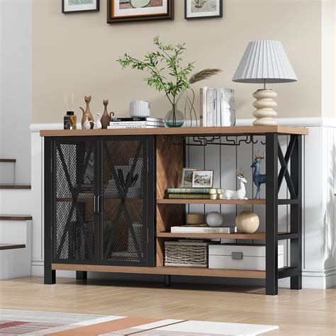 Oiog Wine Bar Cabinet Liquor Cabinet With Removable Wine Rack And