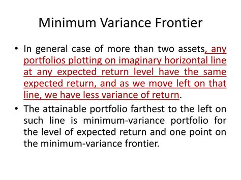 The Minimum Variance Frontier And Related Concepts Ppt Download