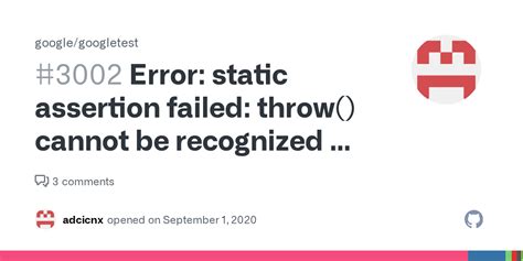 Error Static Assertion Failed Throw Cannot Be Recognized As A Valid