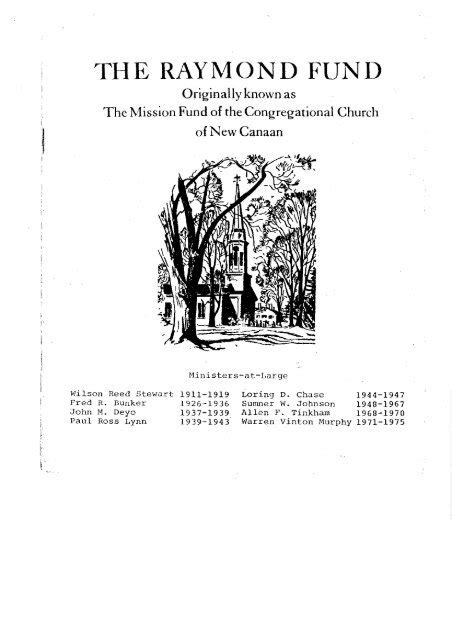 The Raymond Fund The Congregational Church Of New Canaan