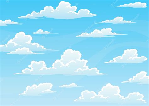 Premium Vector Cloudscape Sky Cartoon Background Light Blue Daytime