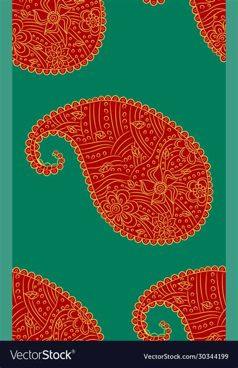 Seamless Pattern Beautiful Paisley Cucumbers Vector Image