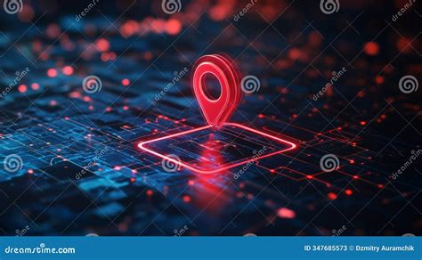 A Location Indicator On A Sophisticated Digital Map Stock Image