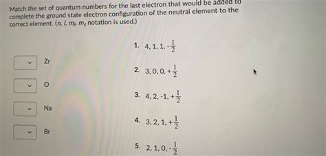Answered Match The Set Of Quantum Numbers For Bartleby