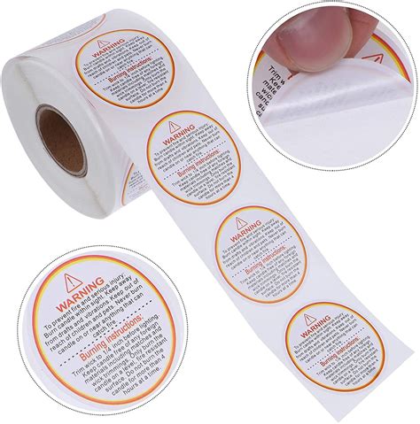 DELFINO Candle Warning Sticker 500 Pcs Candle Container Labels For