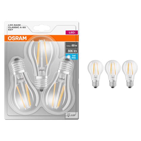 Set 3 Becuri Led Osram A60 E27 7w 60w 806 Lm Filament Lumina