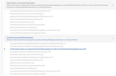 Firebase Messaging Crash FlutterFirebaseMessagingReceiver Java