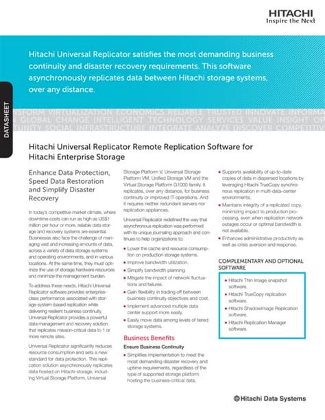 hitachi datasheet universal replicator pdf